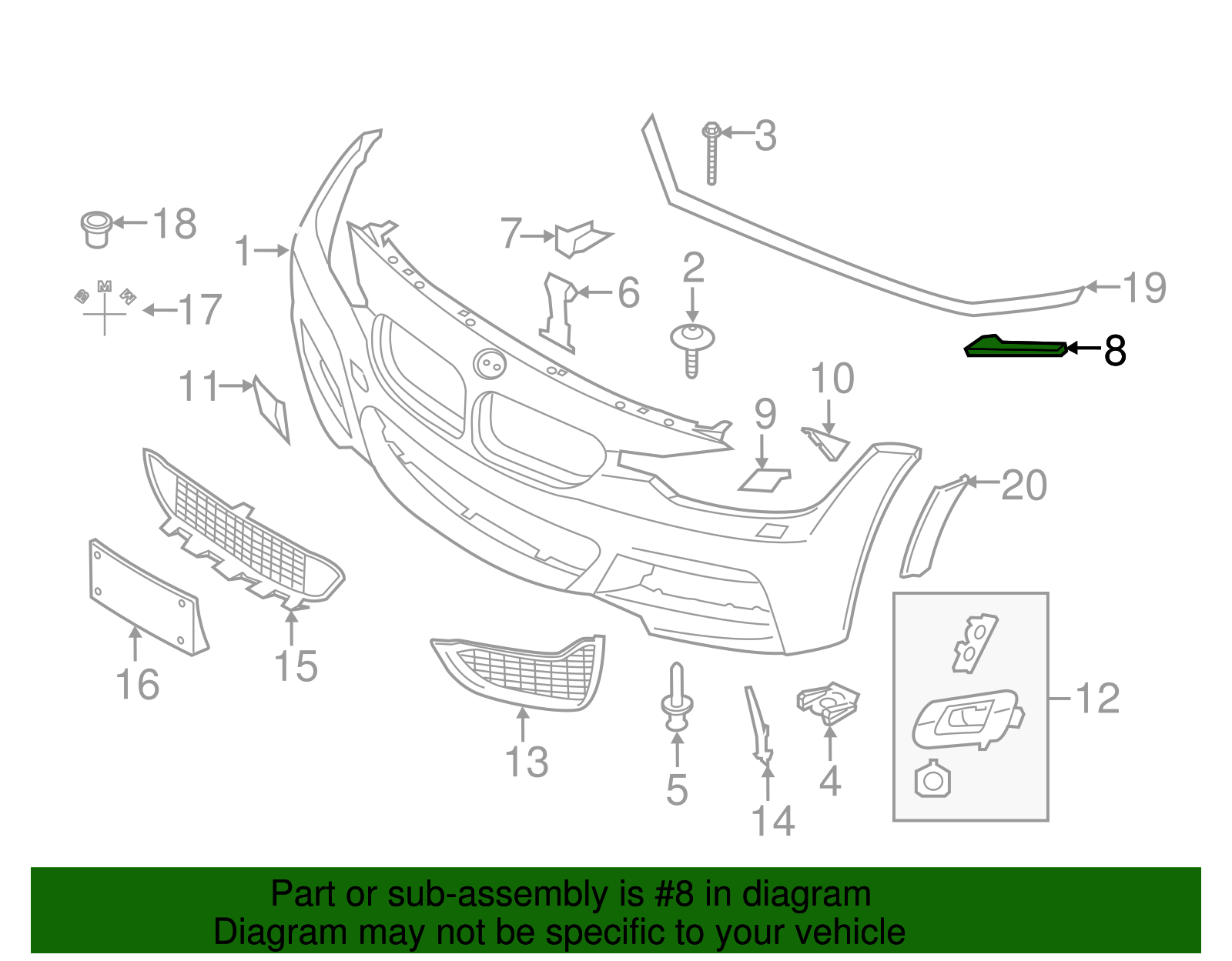 2015-2020 BMW Bumper Cover Side Bracket 51-11-8-057-256 | BMW OEM Parts