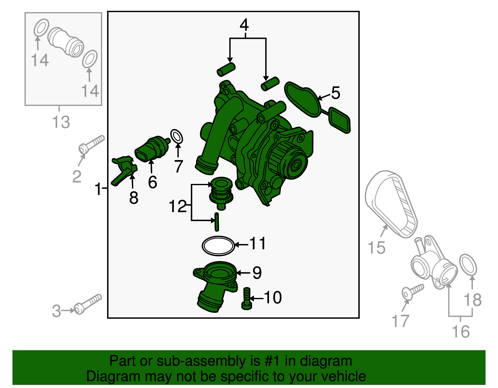 2009-2018 Volkswagen Water Pump Assembly 06H-121-026-ED ...