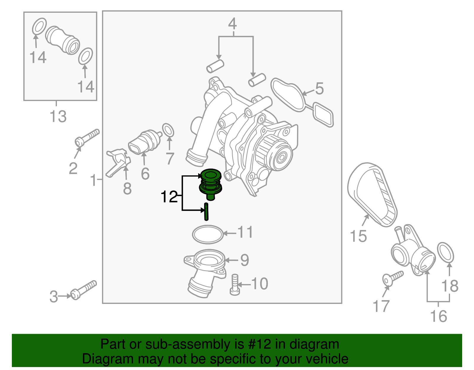 2008-2018 Volkswagen Engine Coolant Thermostat 06H-121-113-B | vwpartscenter