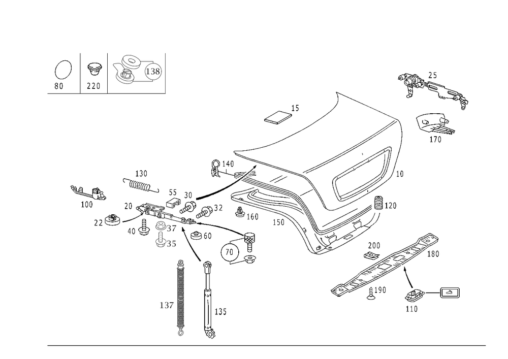 220-750-02-36 - Gas-Operated Spring 2000-2006 Mercedes-Benz | Mercedes ...