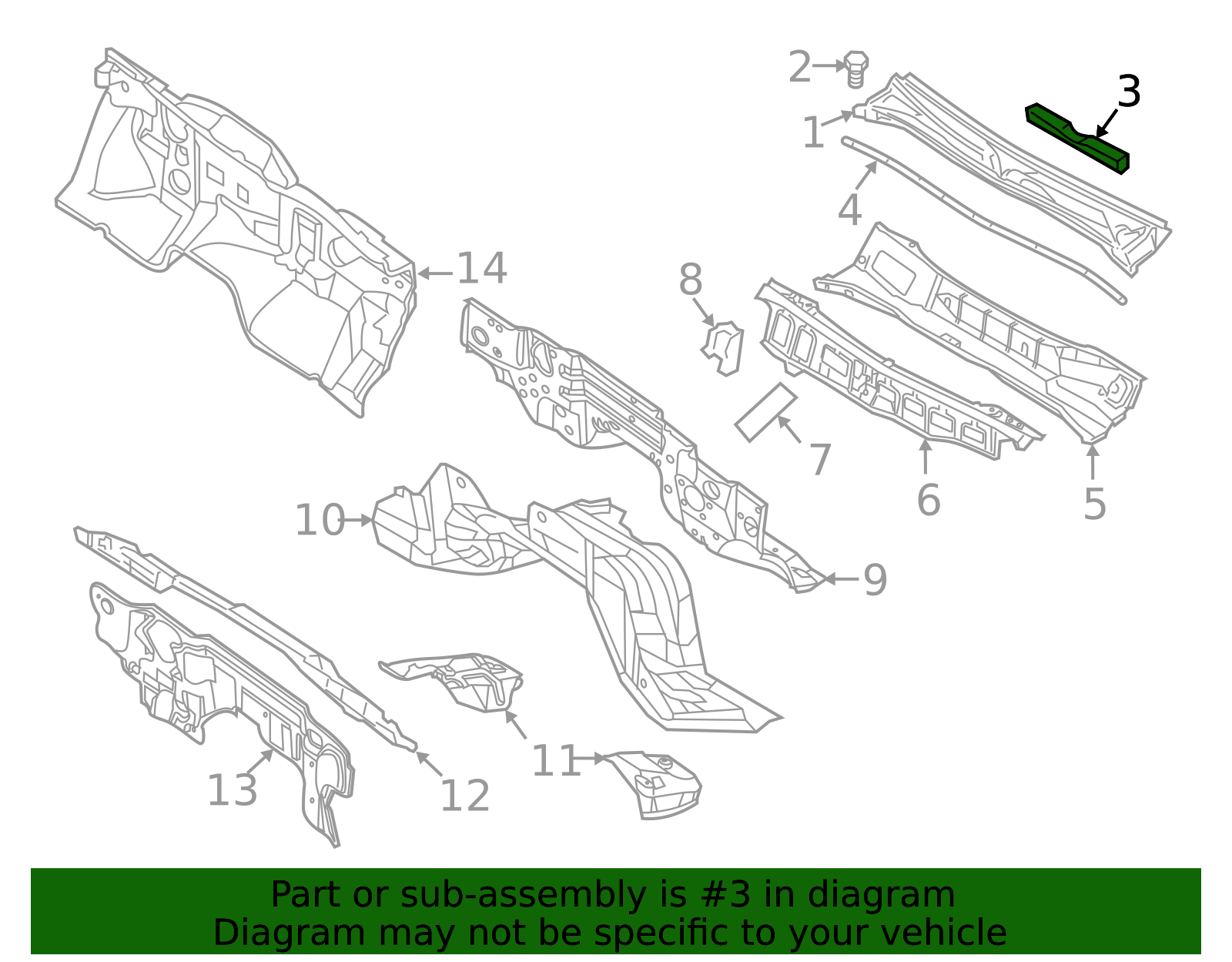 2017-2024 Nissan Armada Cowl Grille Spacer 66875-6JF0A | Nissan Parts ...