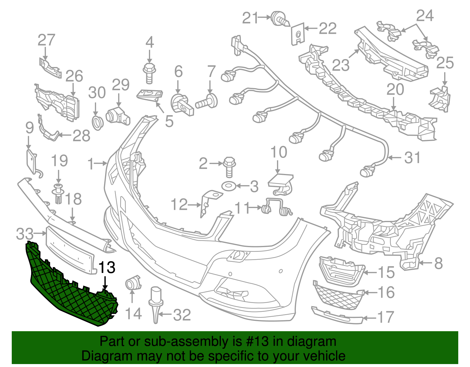 204-885-17-53 - Center Grille 2012-2015 Mercedes-Benz C 63 AMG ...