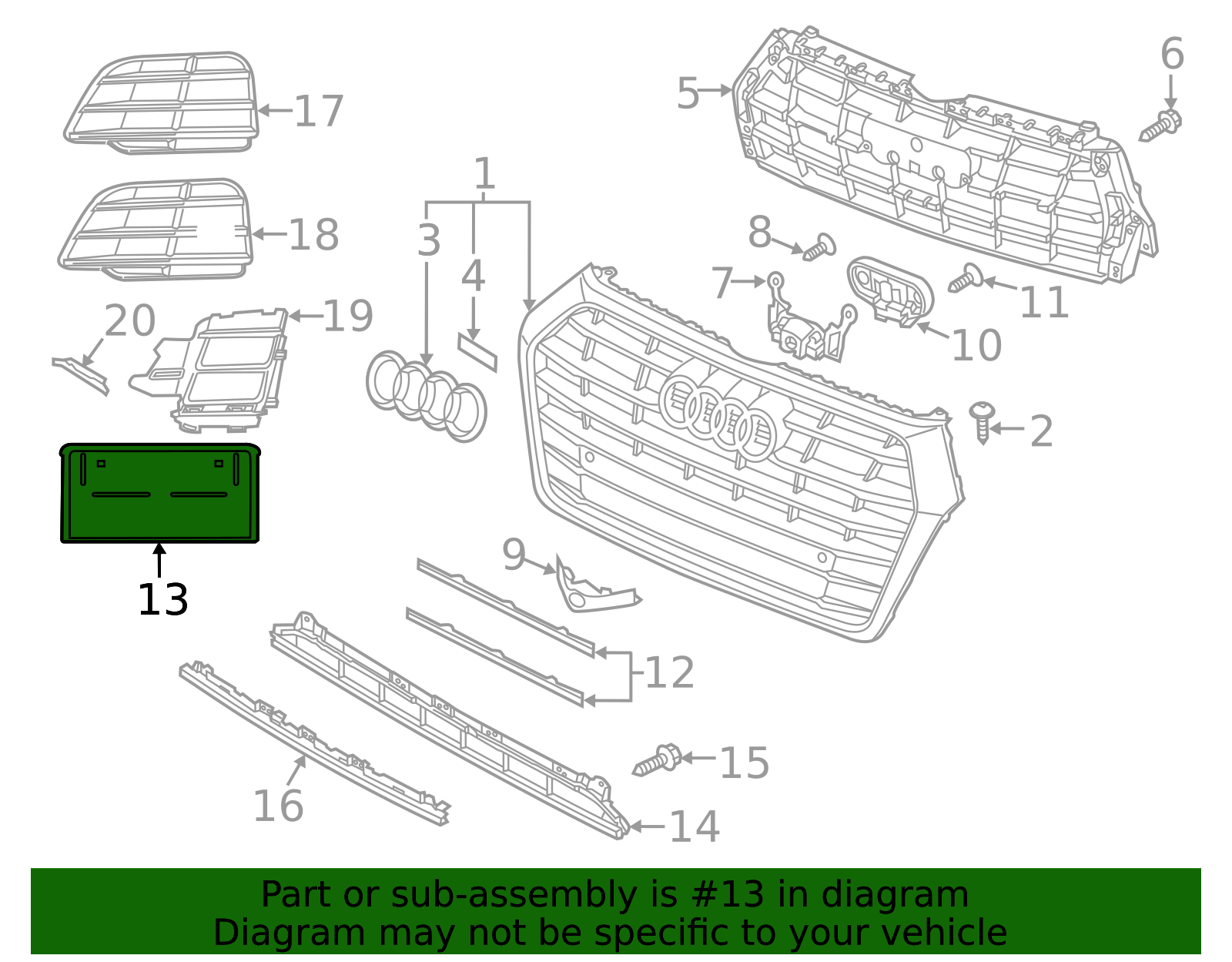 80A-807-285-A-RP5 - License Bracket 2018 Audi SQ5 | Audi OEM Parts Guy