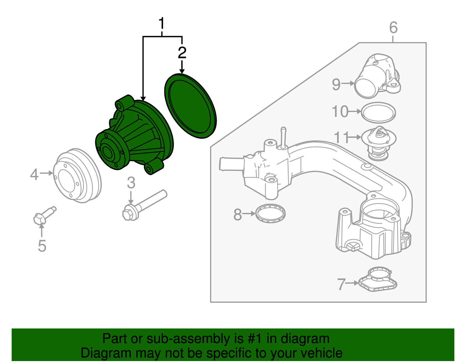 Genuine OEM Ford Part - Pump Assembly Water 5L3Z-8501-AC | Genuine OEM ...
