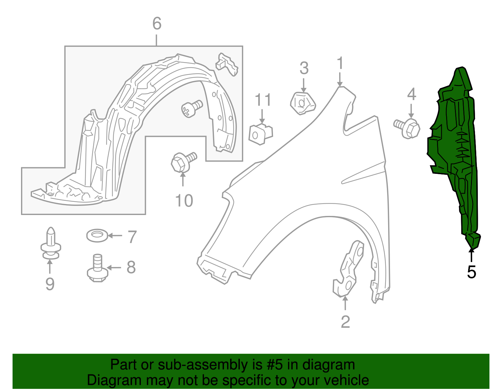 74155-SHJ-A00 - 2005-2010 Honda Odyssey - Enclosure L Front Fender ...