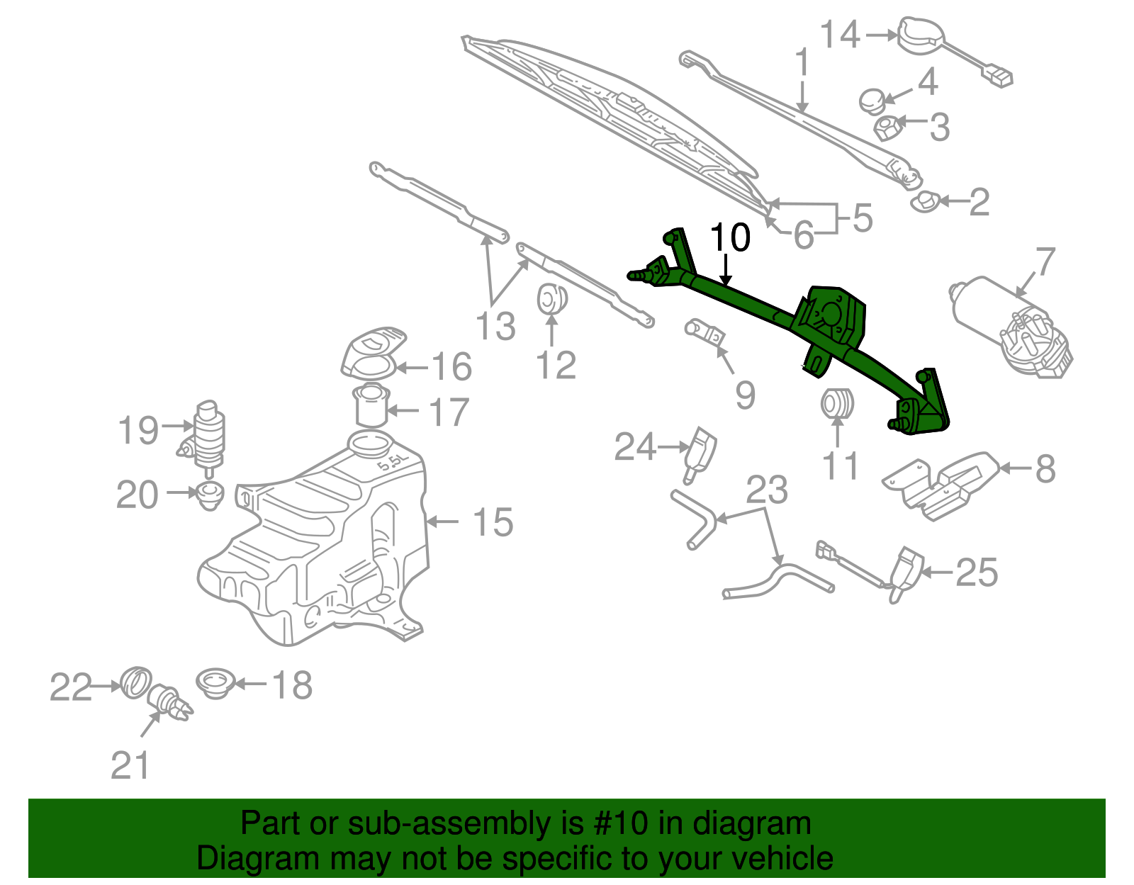 1J1-955-603-B - Wiper Frame 1999-2006 Volkswagen | Wolfsburg Parts Direct