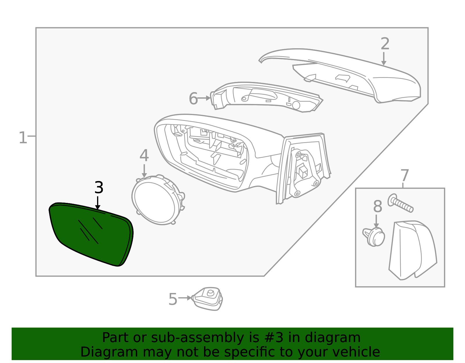 87611-A7350 - Mirror Glass 2014-2016 Kia Forte Koup | Kia.Parts Store