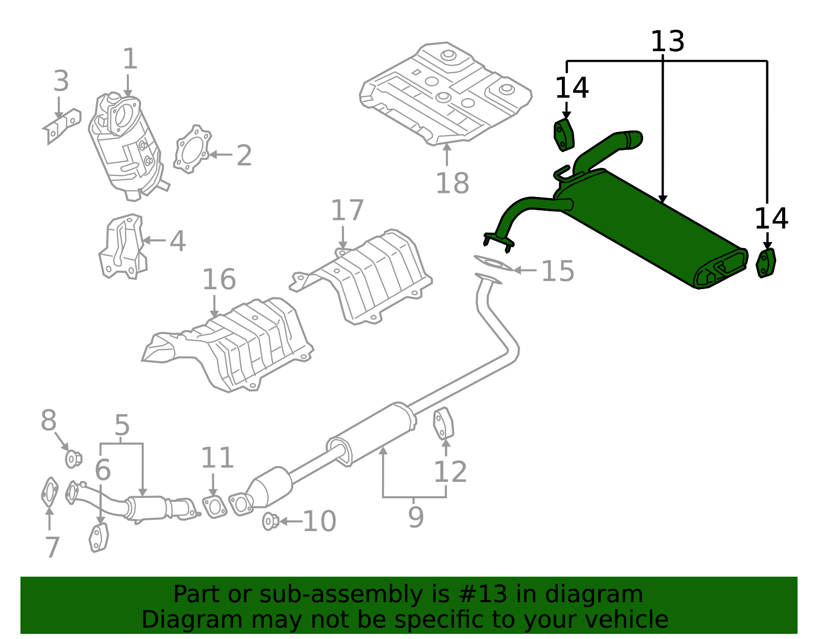 Hyundai - 28710-J9GB0 - Rear Muffler - 2022-2023 Hyundai Kona | OEM ...
