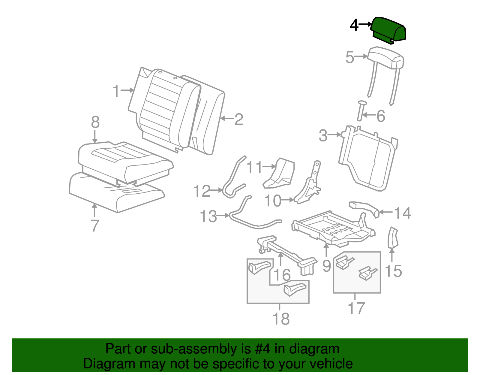 19127992 - Brick 3rd Row Seat Head Restraint 2008-2009 Hummer H2 ...