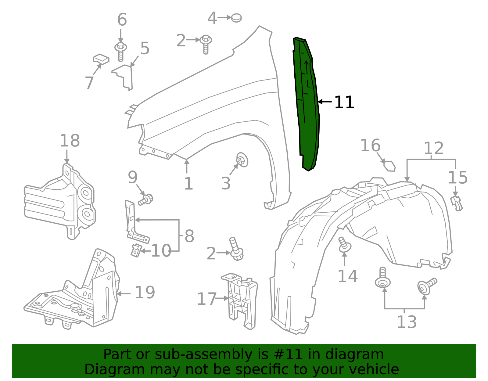 2019-2025 Chevrolet (Replaces 85119940) Front Driver Side Fender ...