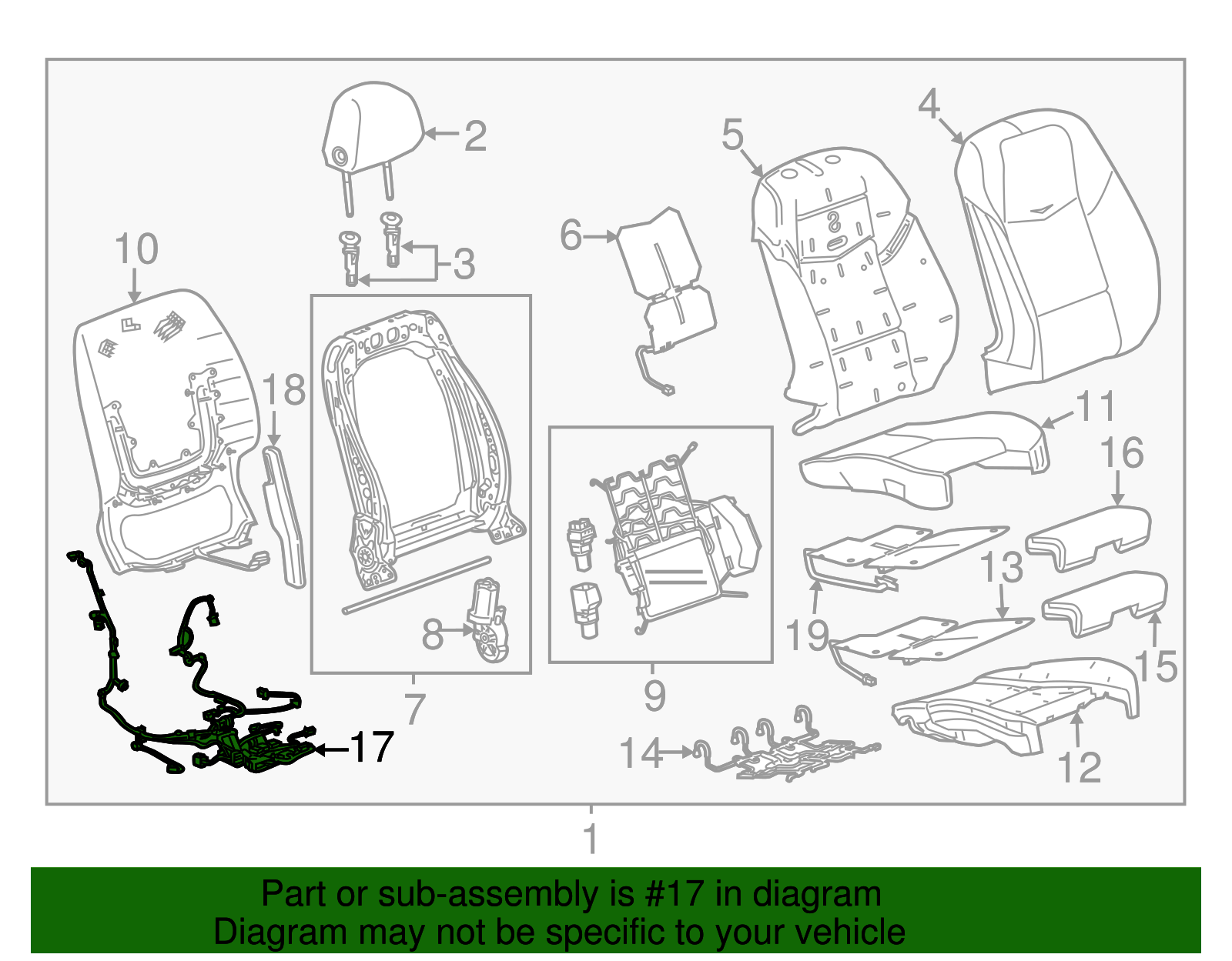 2017 Cadillac ATS Passenger Seat Wiring Harness 84076588 | Capital ...