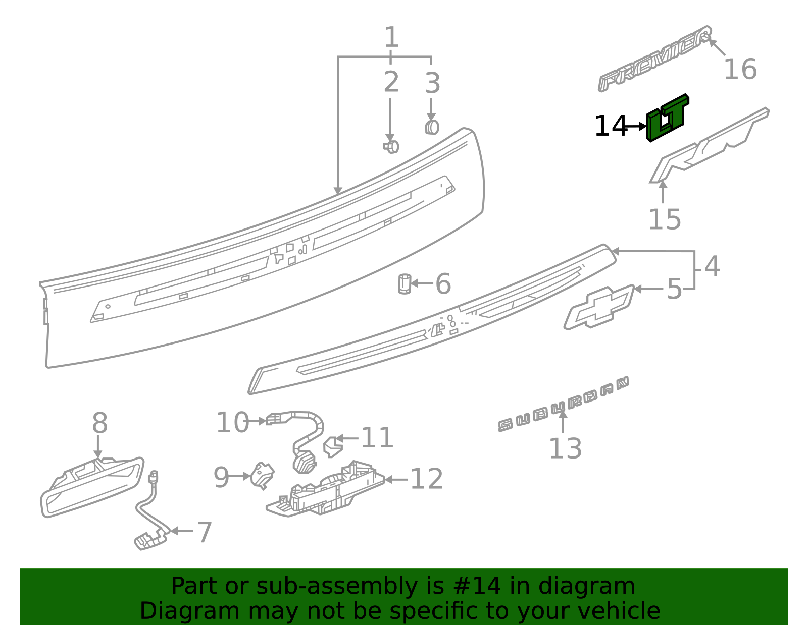 2019-2025 Chevrolet Tailgate Emblem 84557549 GM | GMPartsDirect.com