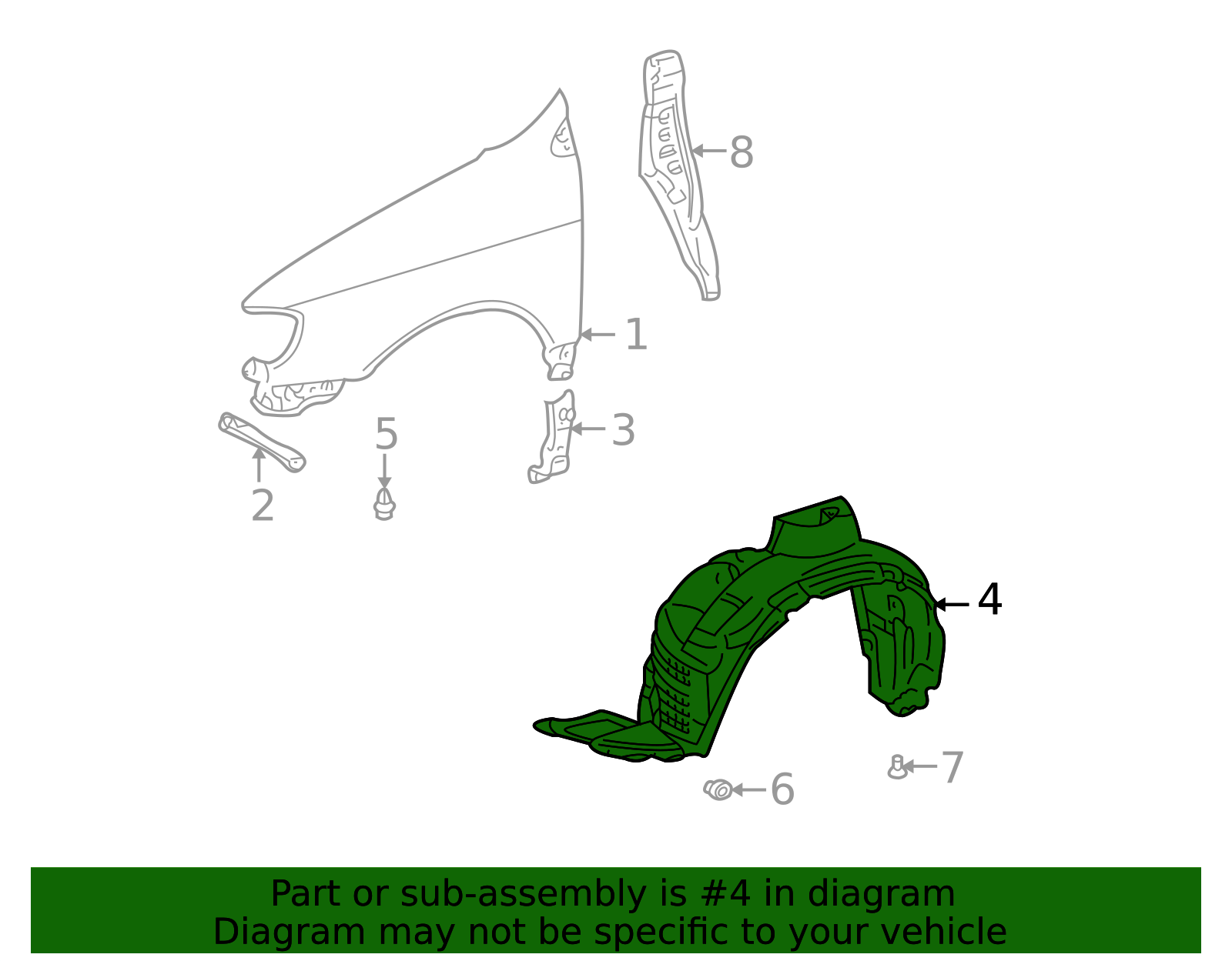 1998-2003 Toyota Sienna Fender Liner - DRIVERS SIDE 53876-08010 ...