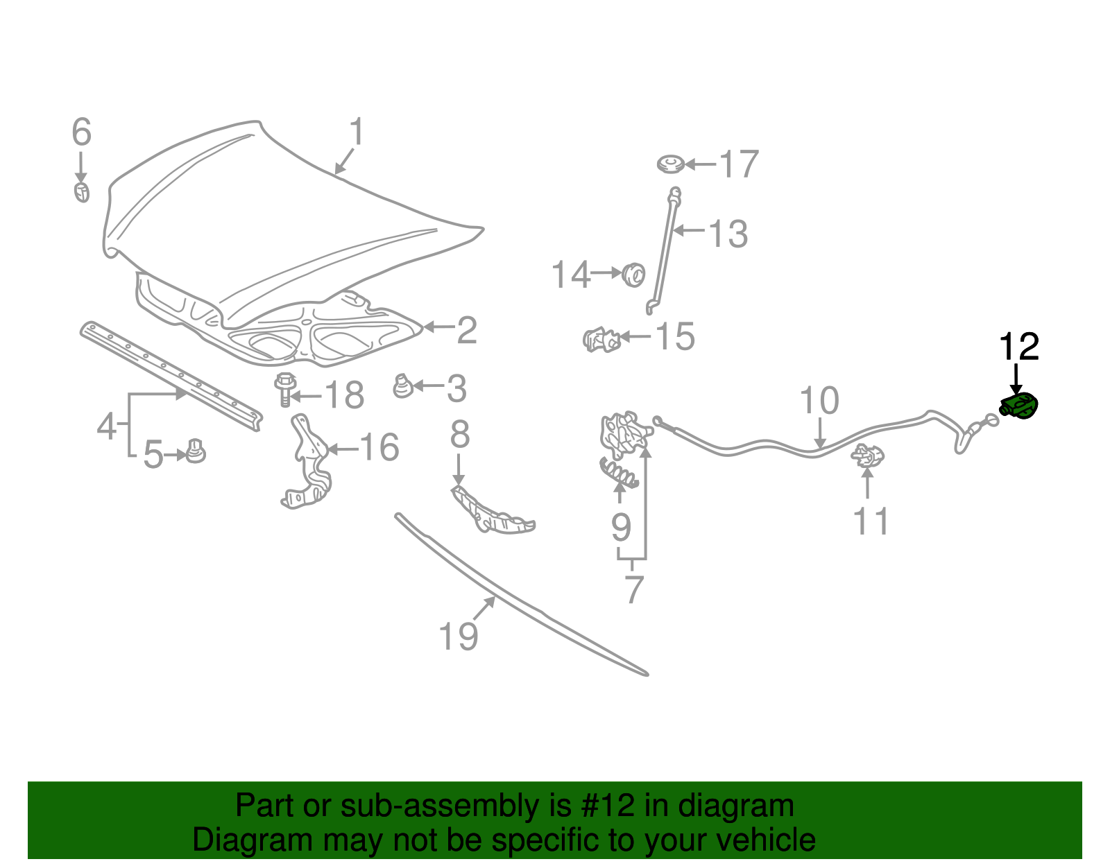 53601-52010-A0 - Release Handle 2003-2008 Toyota | Toyota San Diego Parts
