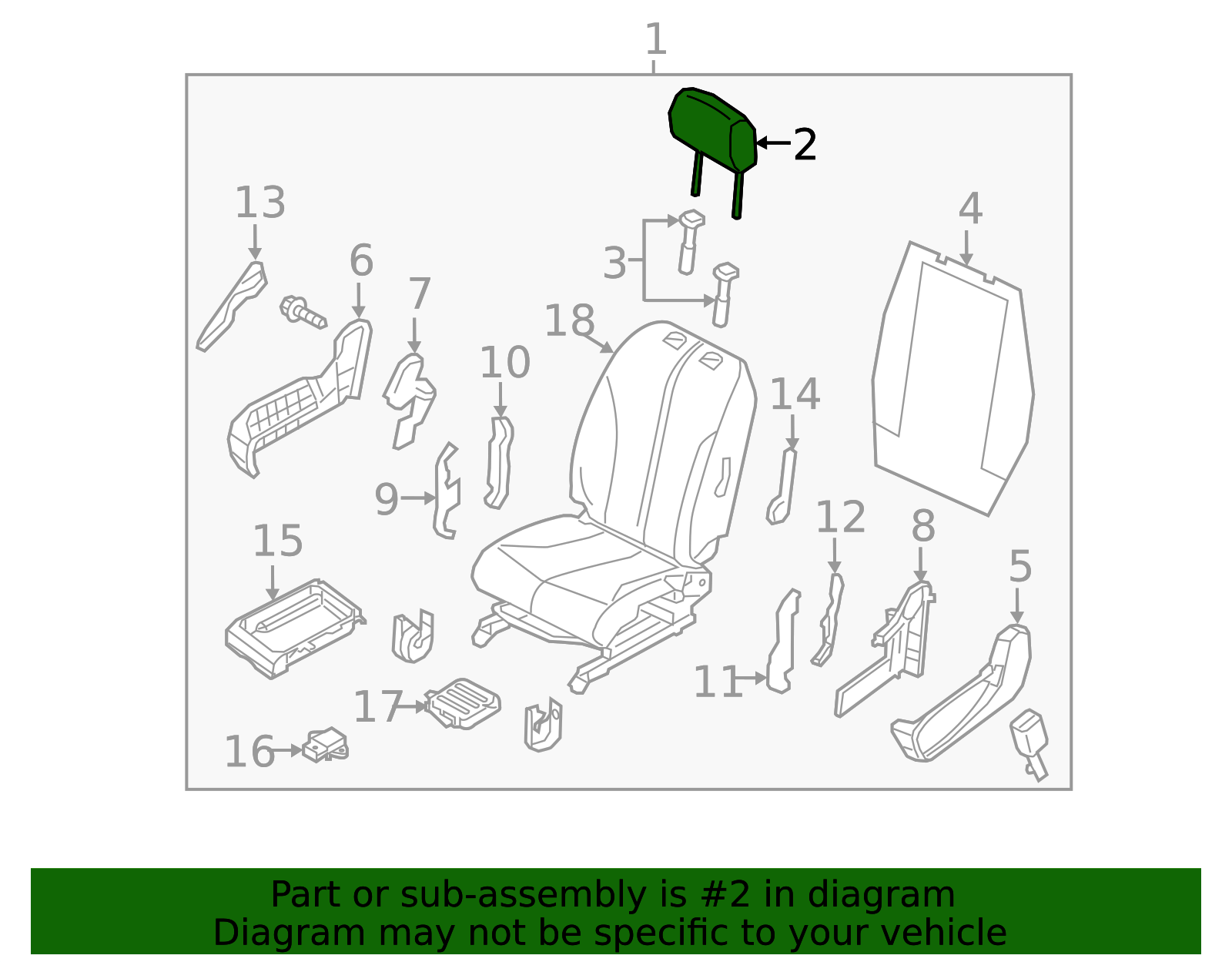 19316940 - Front Seat Head Restraint 2015-2018 Chevrolet City Express ...