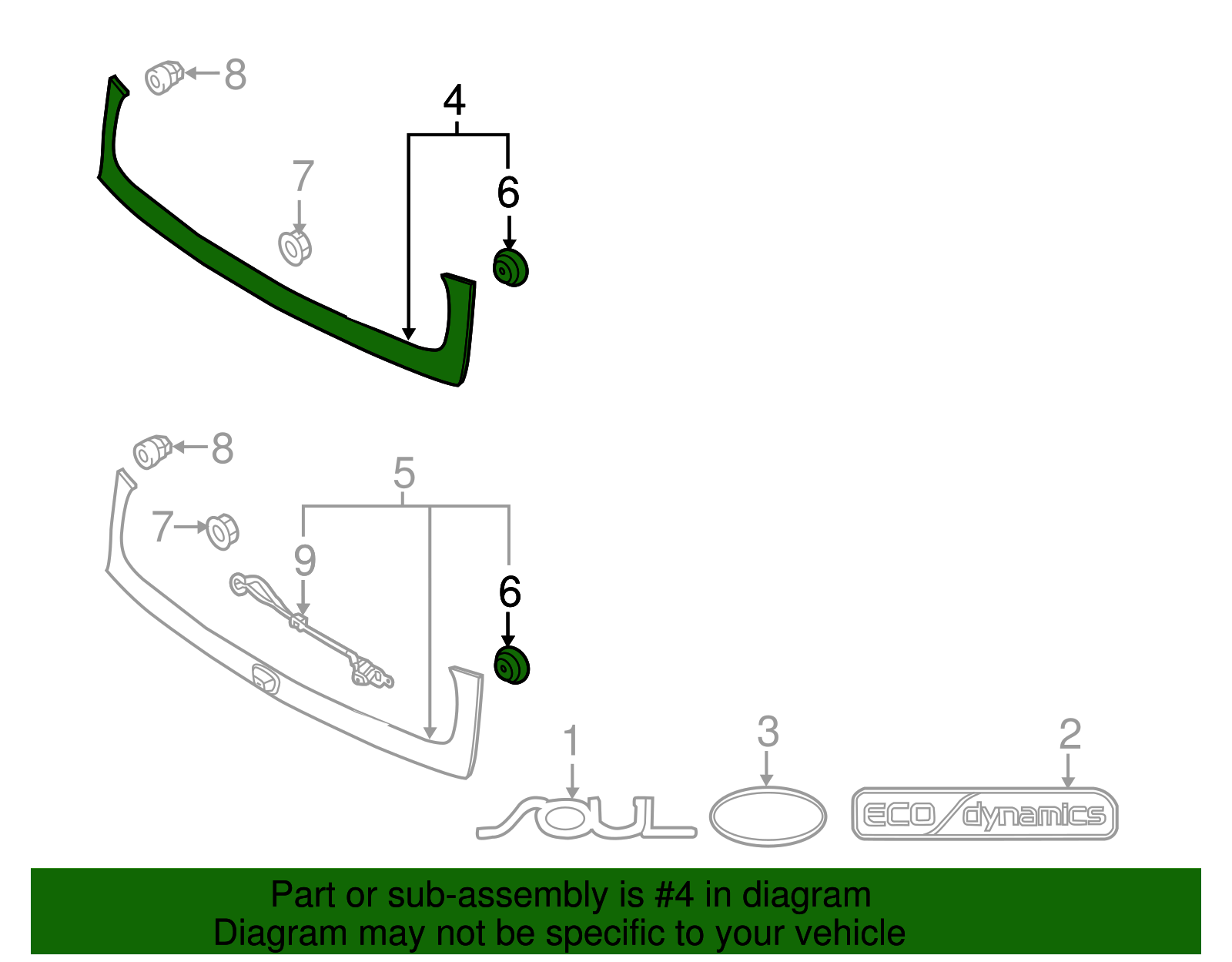 2014-2018 Kia Tail Gate Molding 87310-B2000 | TascaParts.com