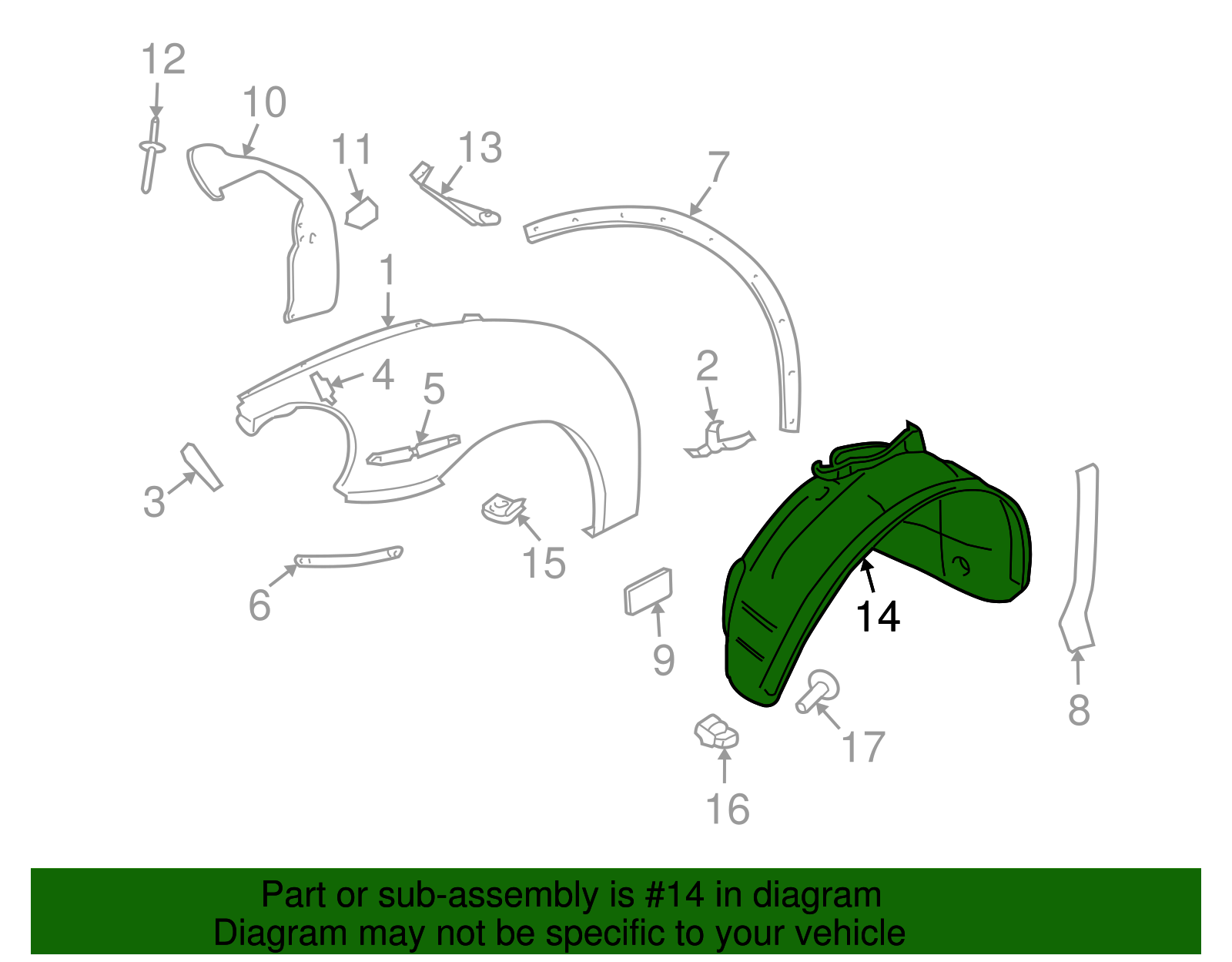 2006-2010 Volkswagen Beetle Fender Liner 1C0-809-962-J | vwpartscenter