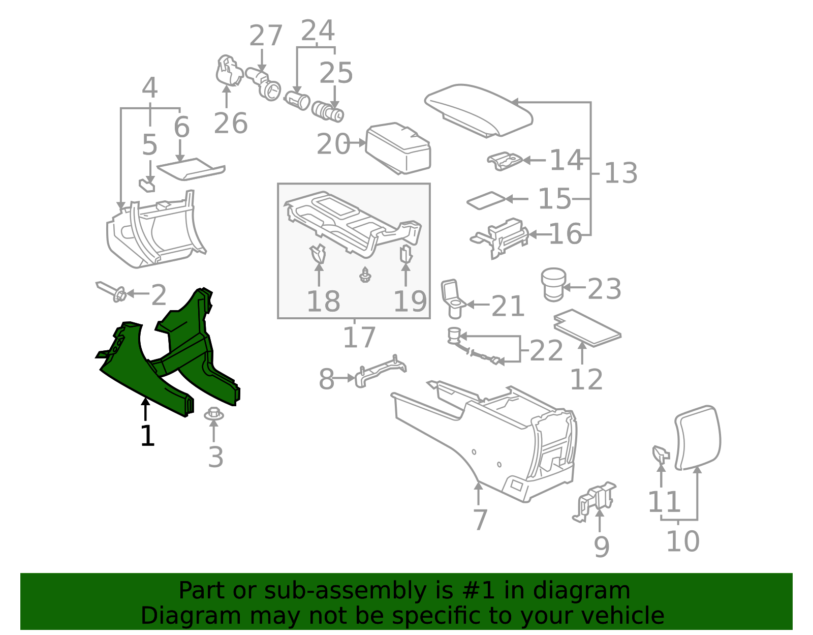 Center Console - Restore OEM Interior Design 58811-AA040-B0 ...