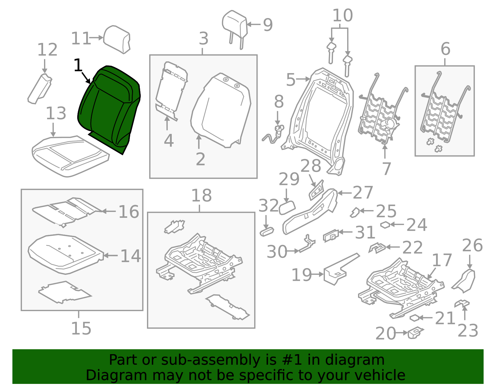 2021-2023 Ford Ranger Seat Back Cushion Cover HB3Z-2164416-AA | OEM ...
