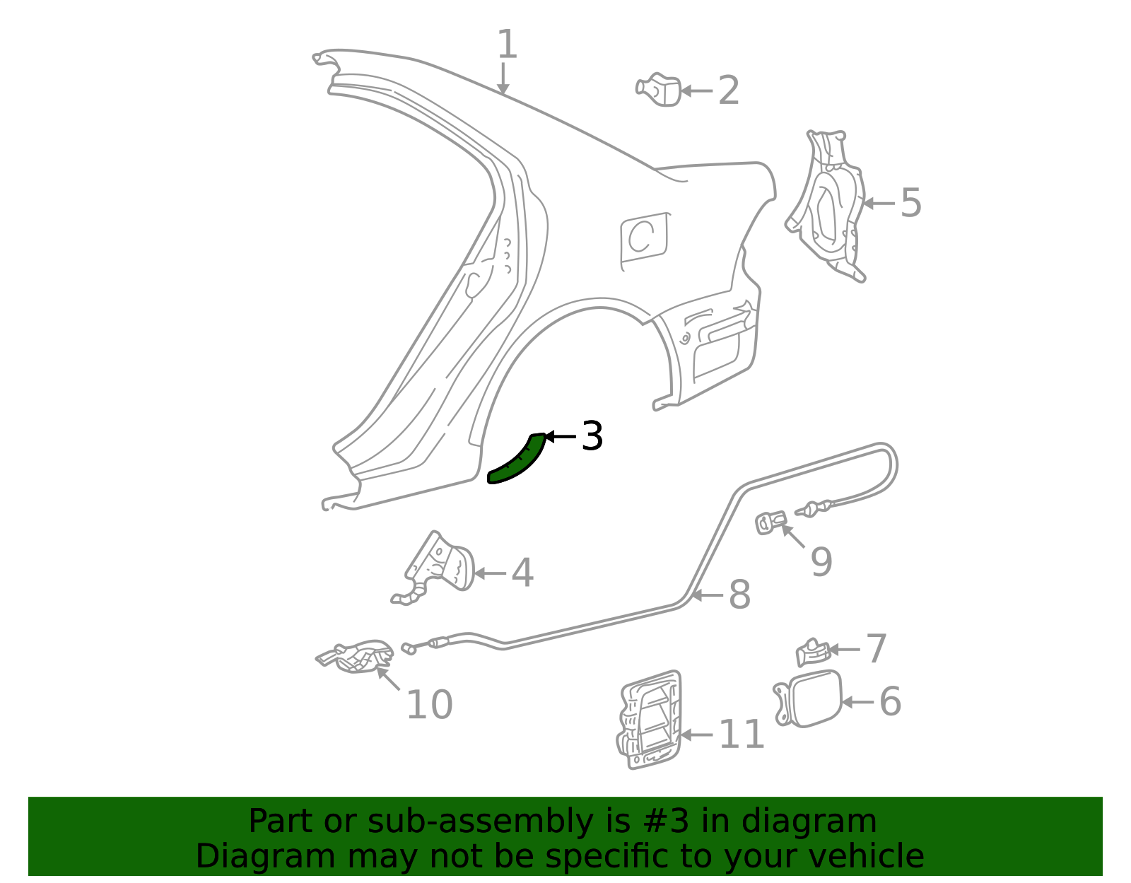 2005-2008 Toyota Corolla Quarter Panel Protector 58741-12160 | MotorMotor