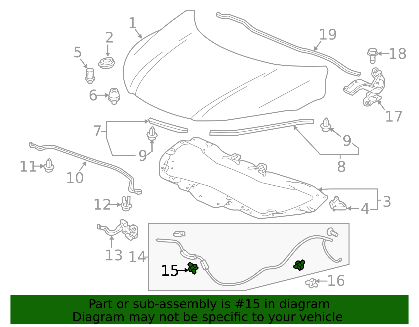2016-2022 Honda Hood Release Cable Clip 91505-SWA-003 | Honda ...