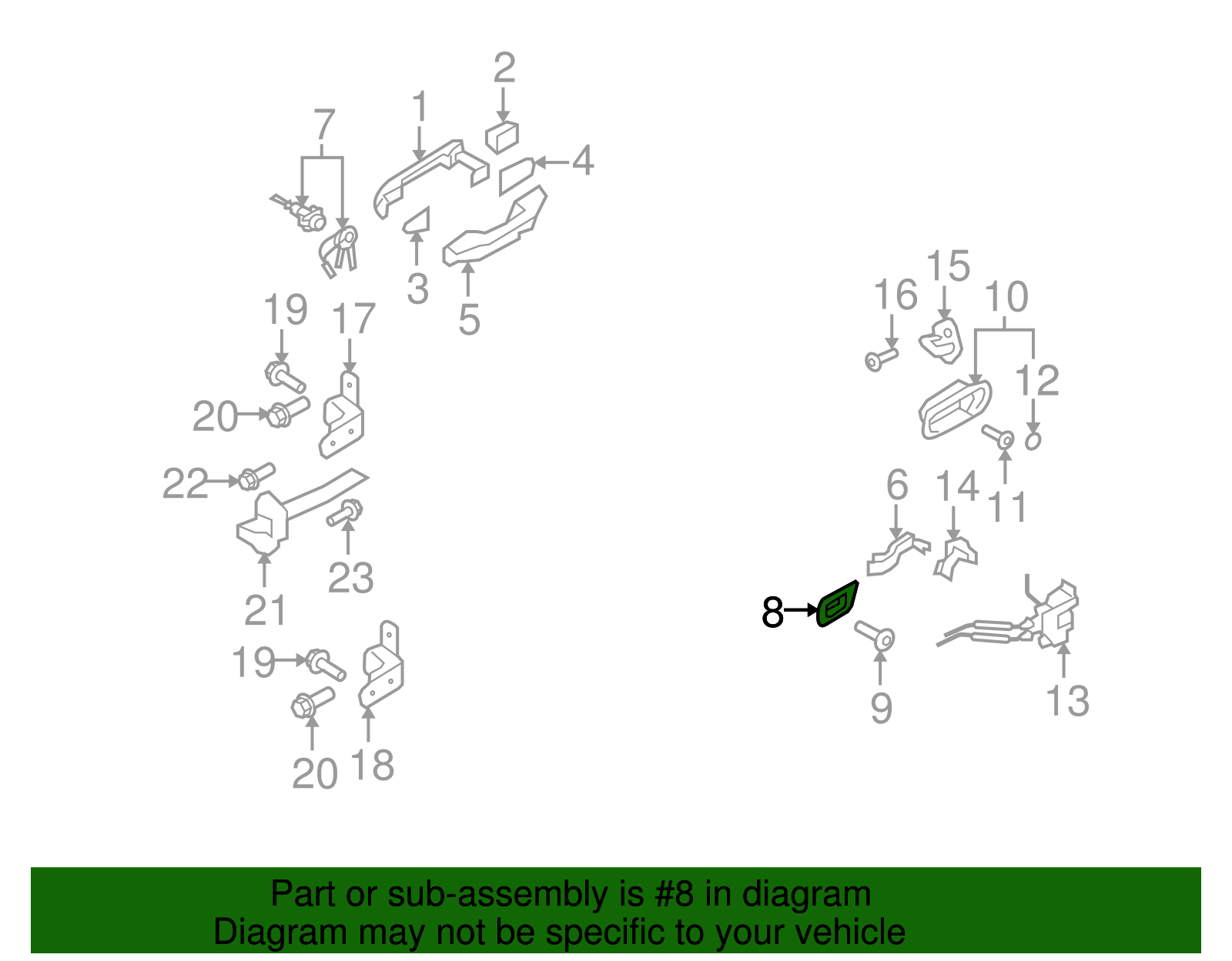 Genuine Handle, Inside for 2009-2011 Hyundai Elantra | Part# 82620 ...