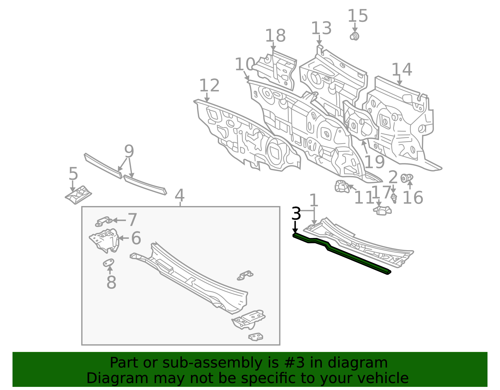 2002-2006 Toyota Camry Cowl Grille Seal 53383-06030 | MotorMotor