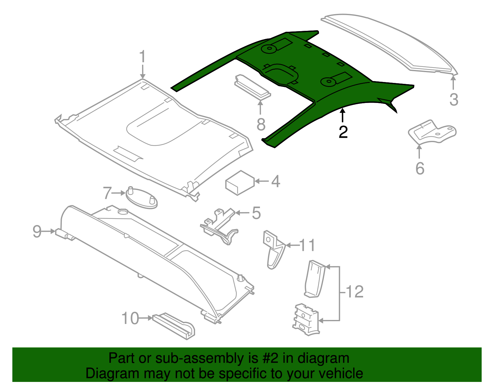 54377313151 - 2014-2020 BMW Headliner (54-37-7-313-151) | BMW of South ...