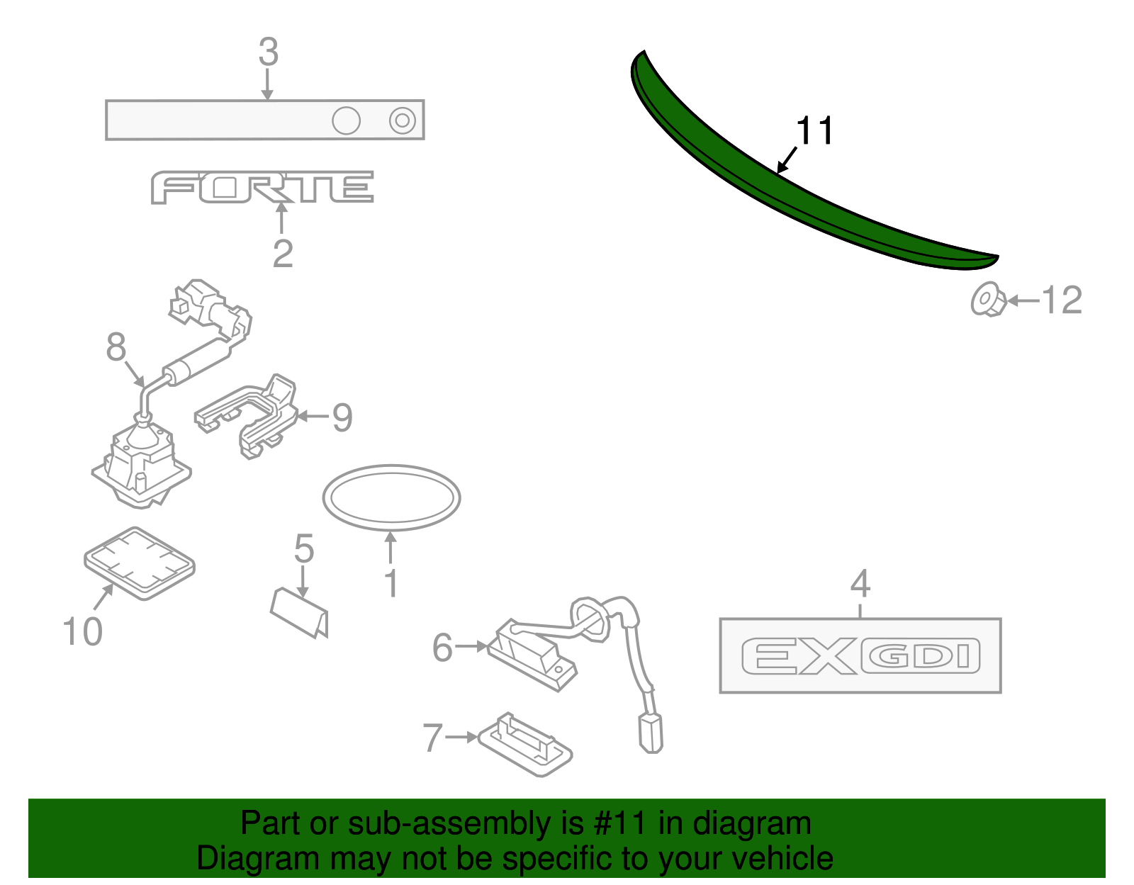 A7F34-AQ000ABP - Kia Rear Spoiler - Shown In Silver - Aurora Black 2014 ...