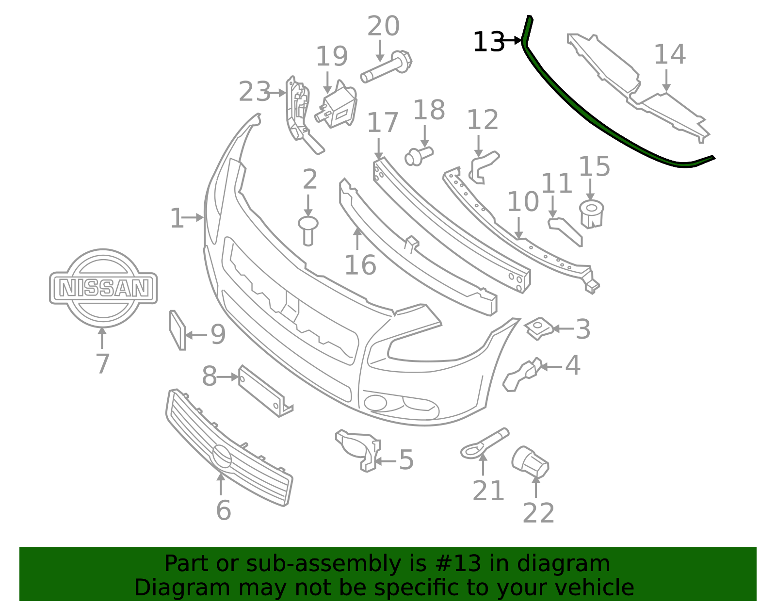 2009-2014 Nissan Maxima Rubber Strip 65820-9N00B | TascaParts.com