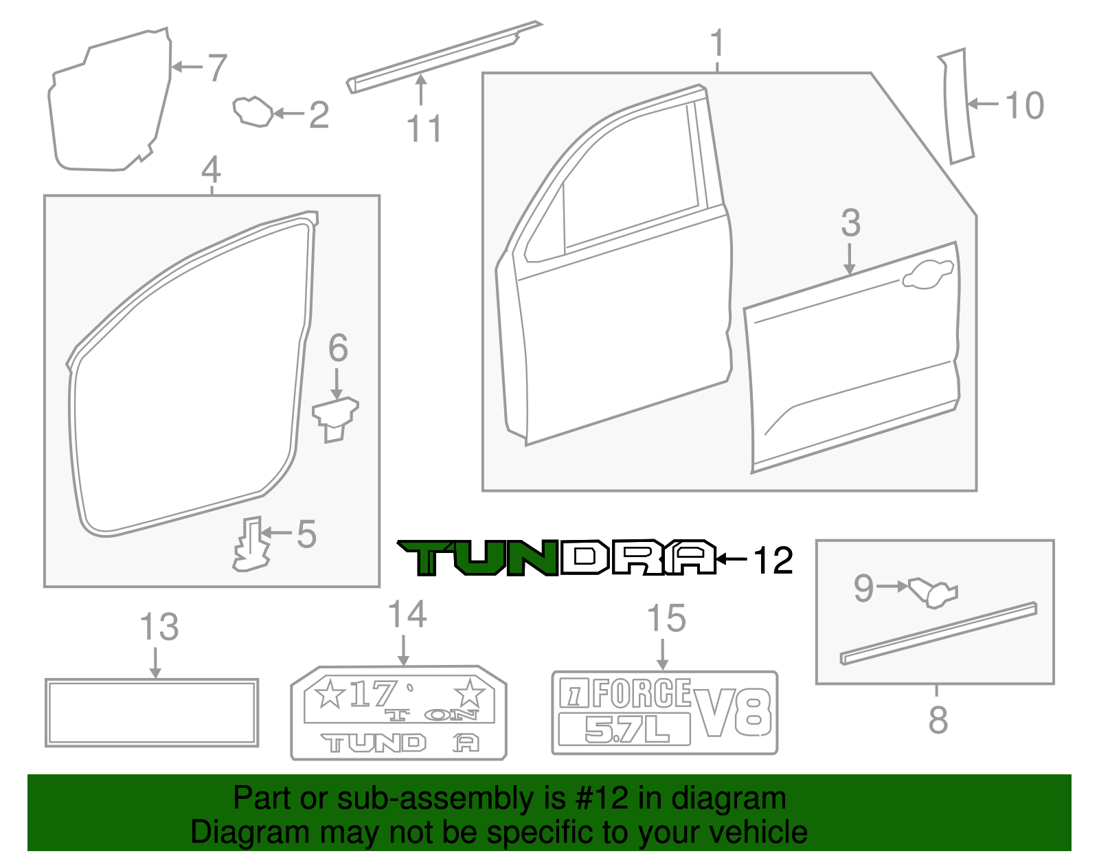 2015-2024 Toyota Left Rear Door Emblem Black Tundra | Sparks Parts
