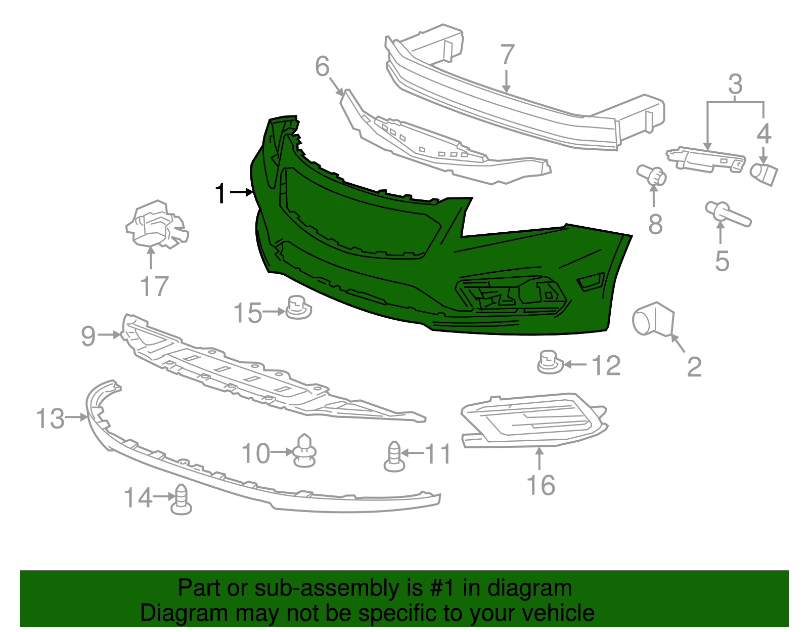 2015-2016 Chevrolet Front Bumper Cover 94525910 | Chevy Parts Pros