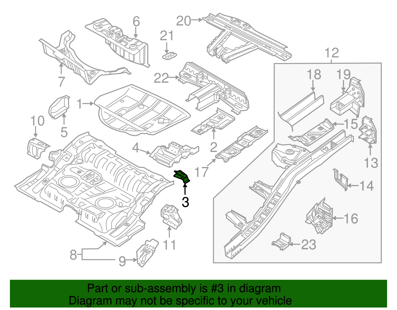 2011-2015 Volkswagen Touareg Floor Pan Bracket 7P0-801-231-A | VW ...