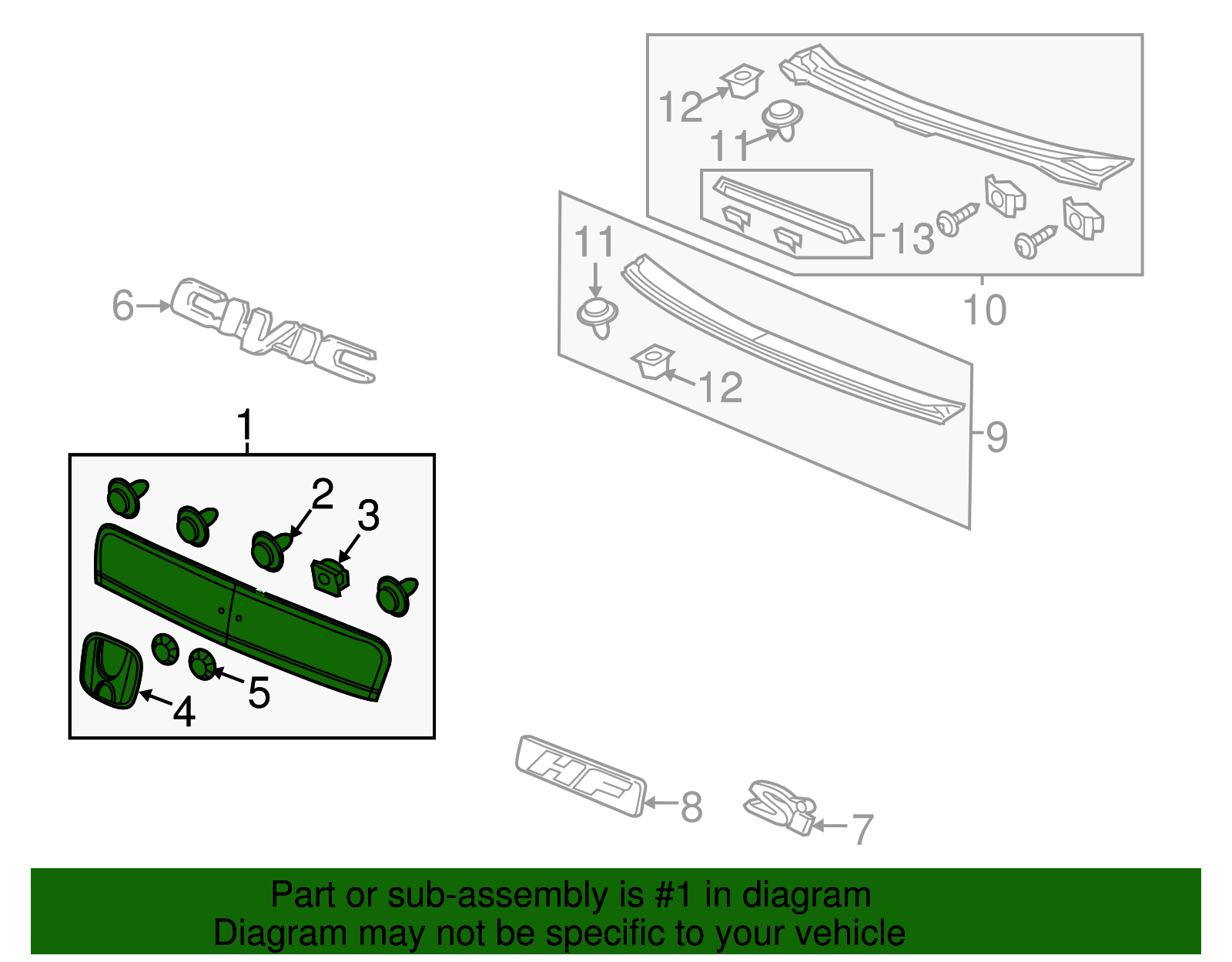 74890-TS9-A01ZB - 2012 Honda Civic - Garnish *NH578* | Honda Parts Cheap