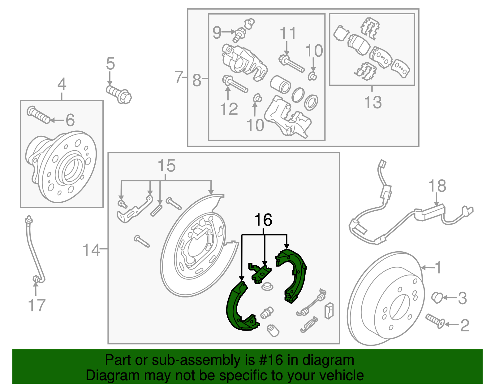 58305-D3A00 - Park Brake Shoes 2017-2022 Kia Sportage | Kia.Parts Store
