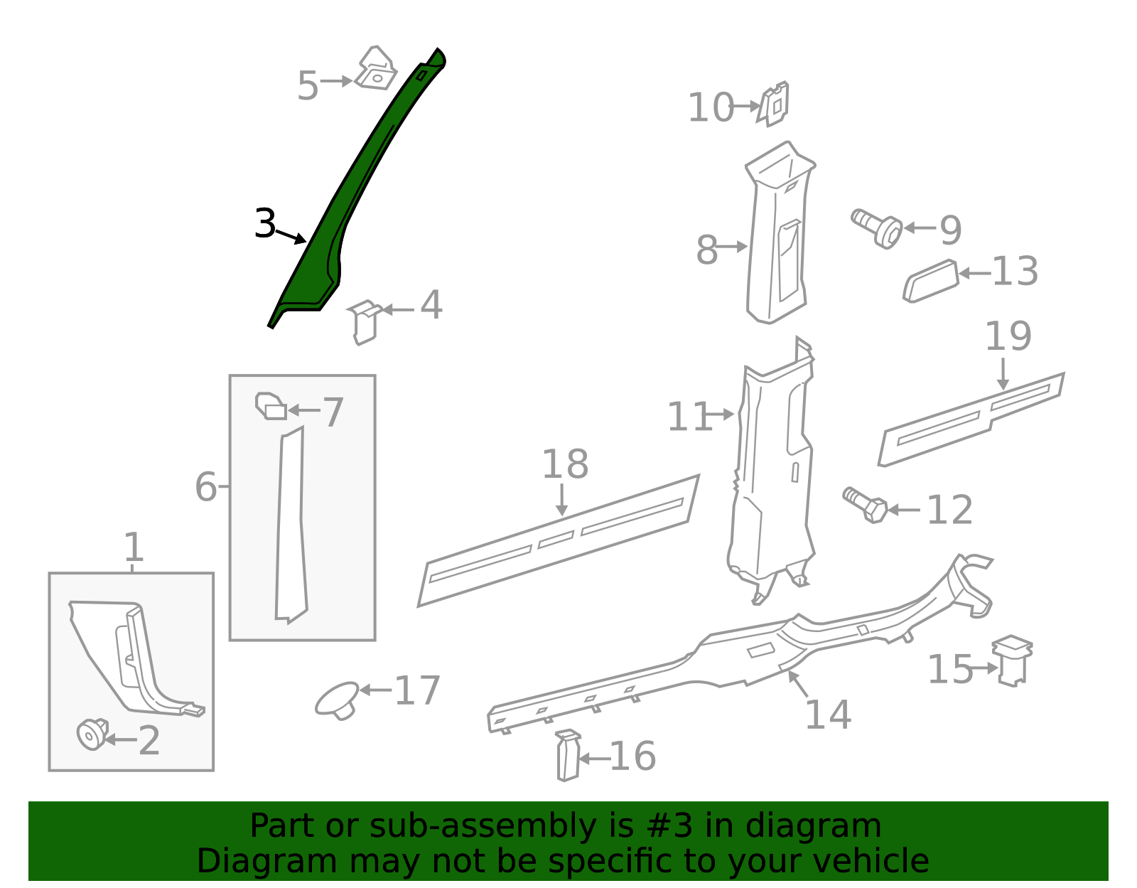A-Pillar Trim Panel - OEM Interior Coverage 5C6-867-233-R-CE6 ...