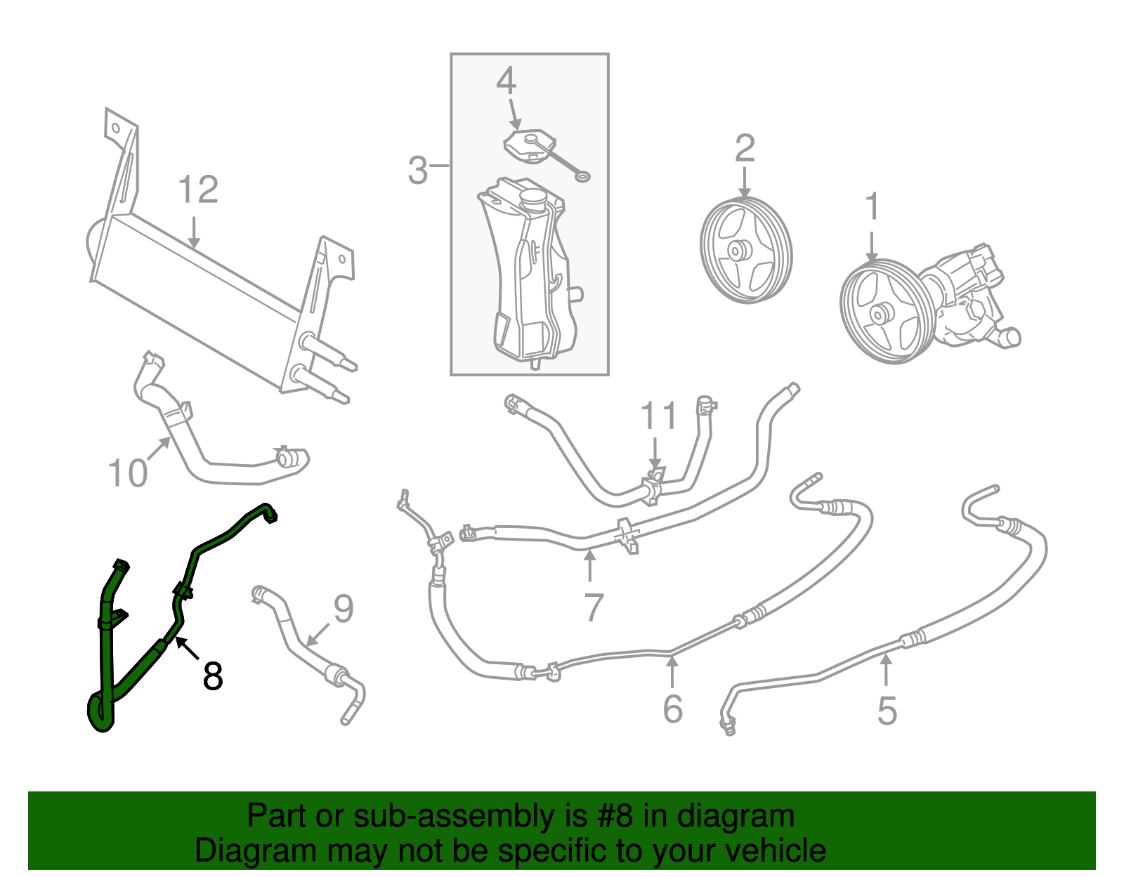 7C3Z-3A713-E - Power Steering Return Hose 2008-2010 Ford | Ford Parts ...