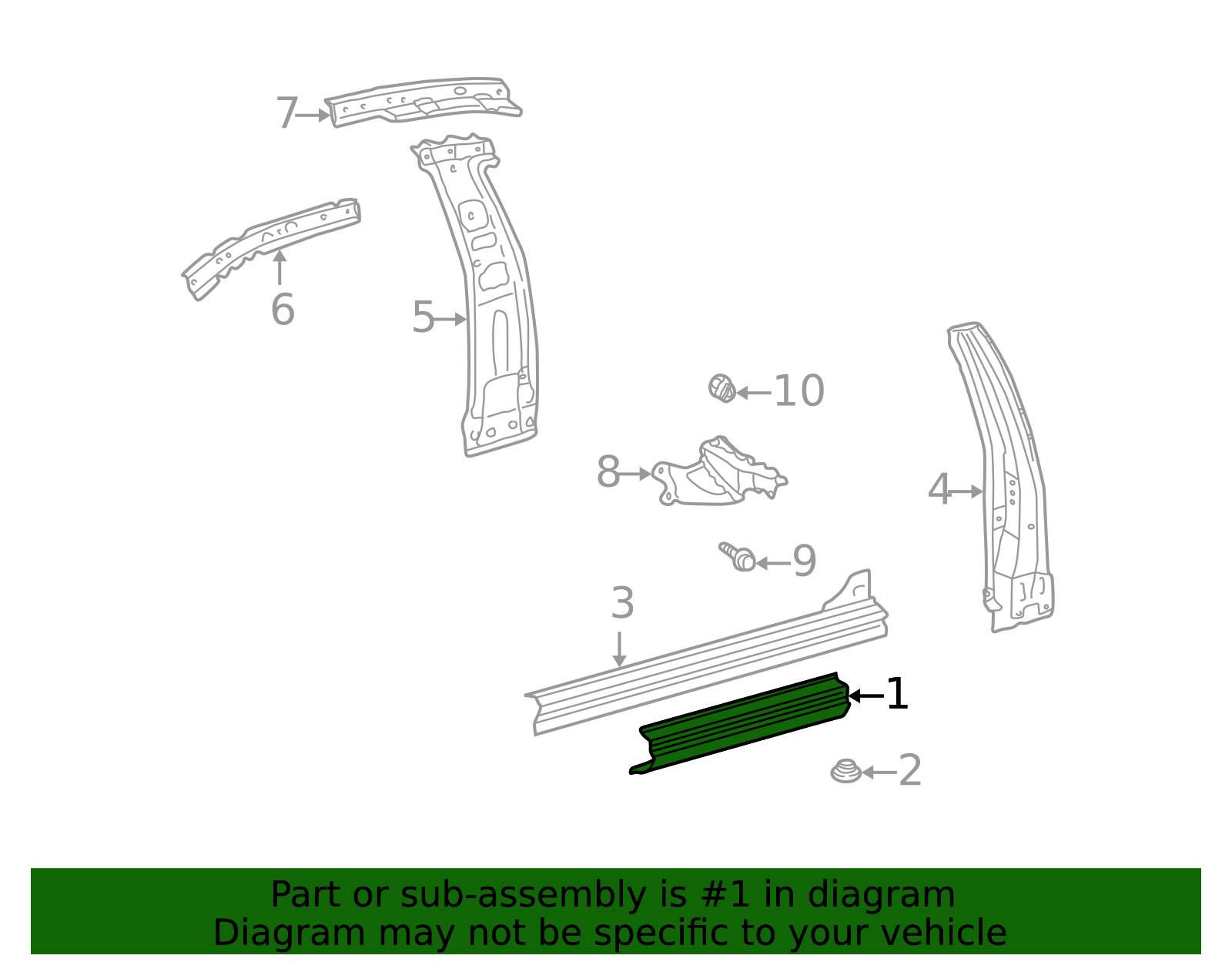 Toyota Rocker Panel - Side Frame Protection Panel - Part #61411-52060 ...