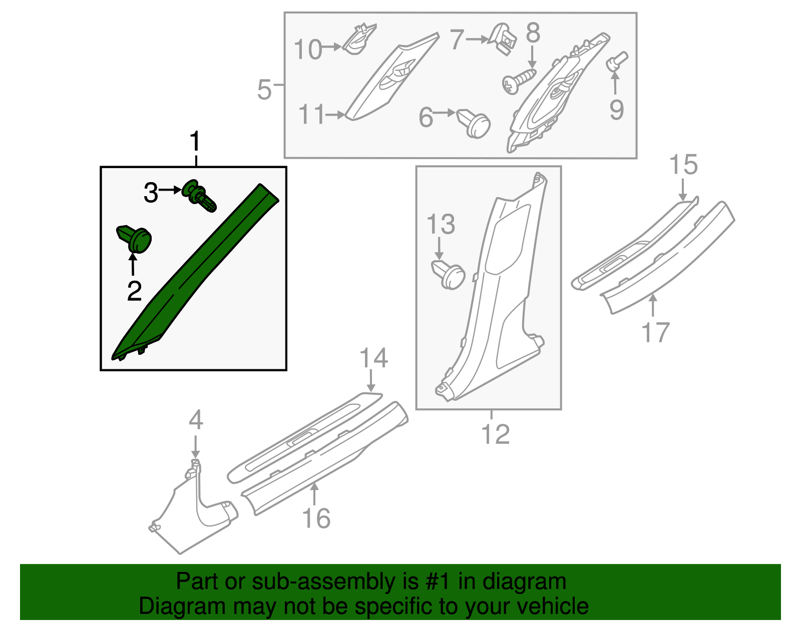85810-B1700-SG2 - 2018-2020 Genesis G80 - Windshield Pillar Trim ...