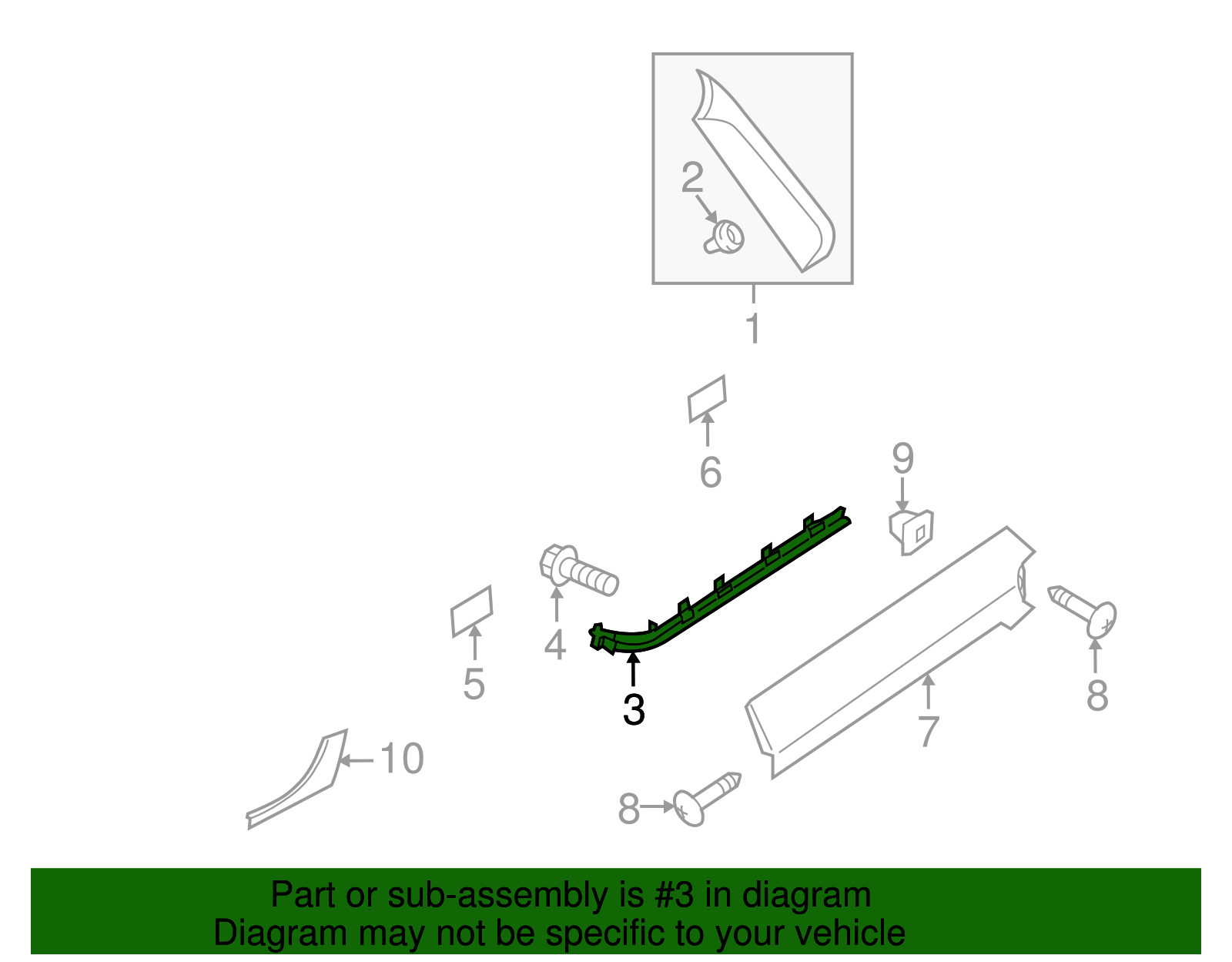 2015-2021 Kia Sedona Upper Rail 83910-A9000 | KIA Parts Zone