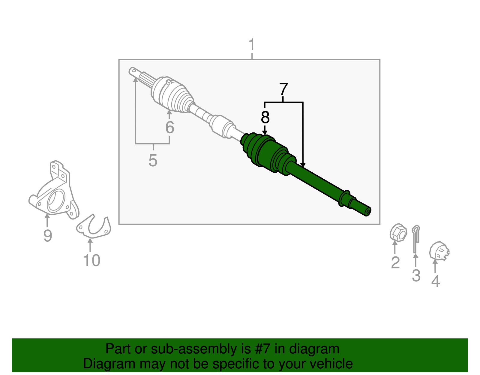 OEM GM Front Passenger Side Wheel Half-Shaft Constant Velocity (CV ...