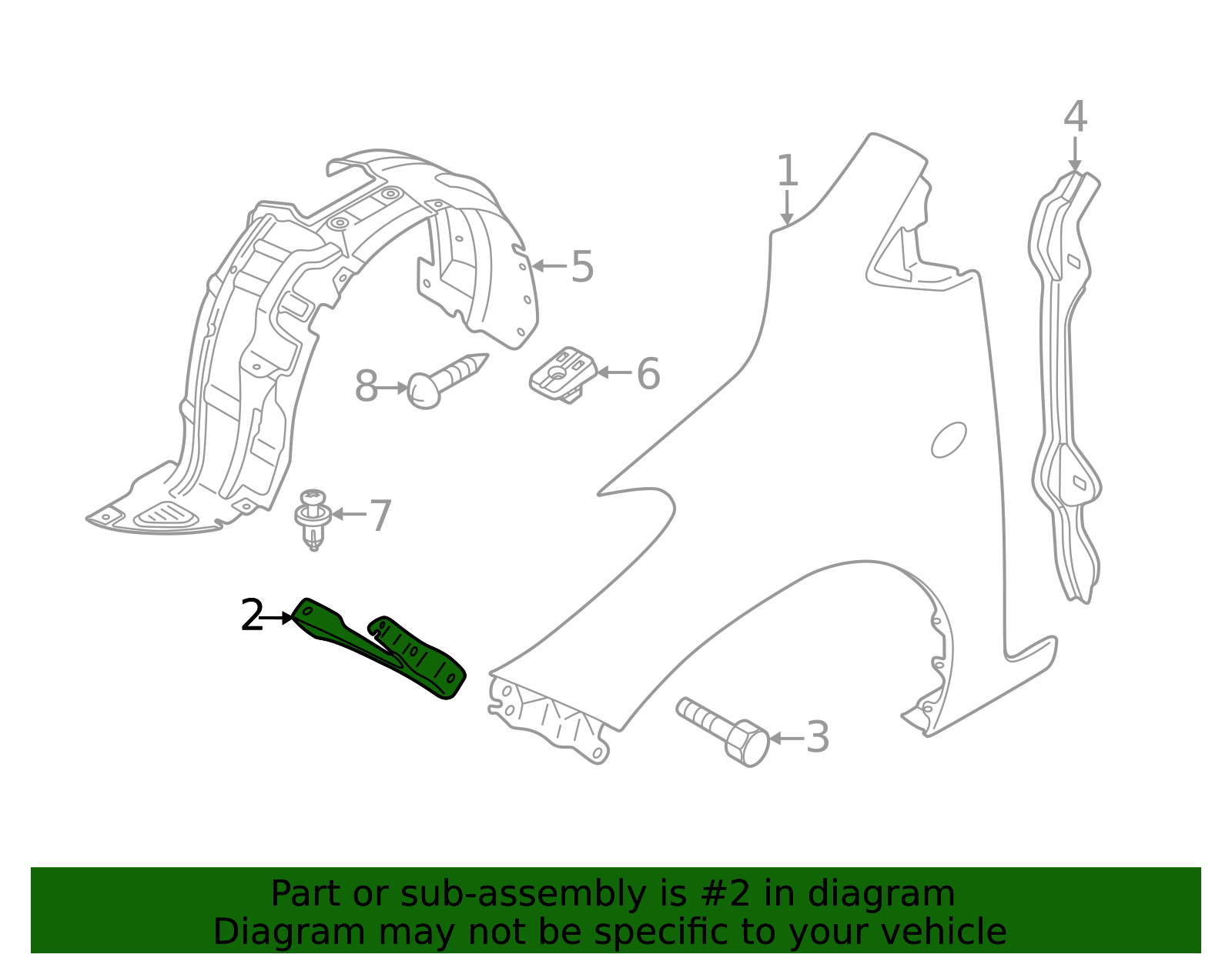 2011-2014 Mazda 2 Fender Front Bracket - Passenger Side (RH) D651-52 ...