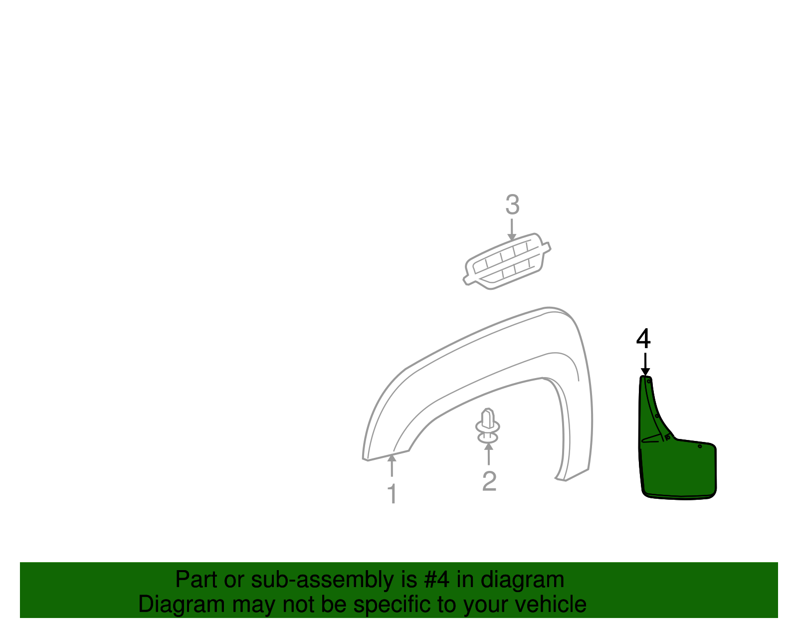 GM 19213394 19213394 Splash Guards, front or Rear, Flat, WHITE OUTLINE ...