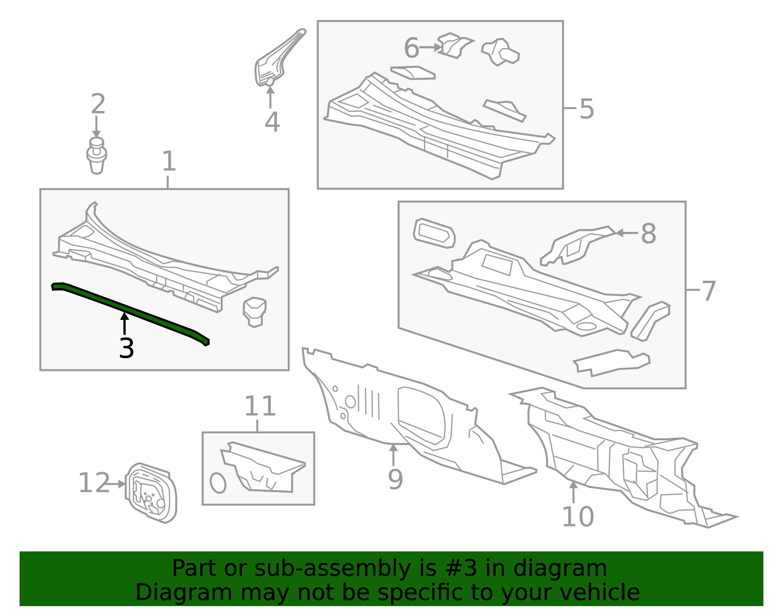 2009-2017 Chevrolet Traverse Hood Rear Weatherstrip 22856052 GM ...