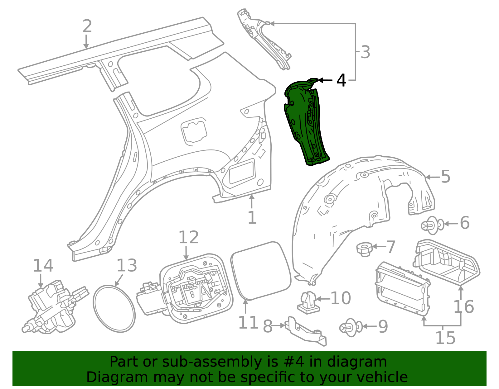 2024-2025 Toyota Grand Highlander Quarter Panel Gutter 61621-0E140 ...
