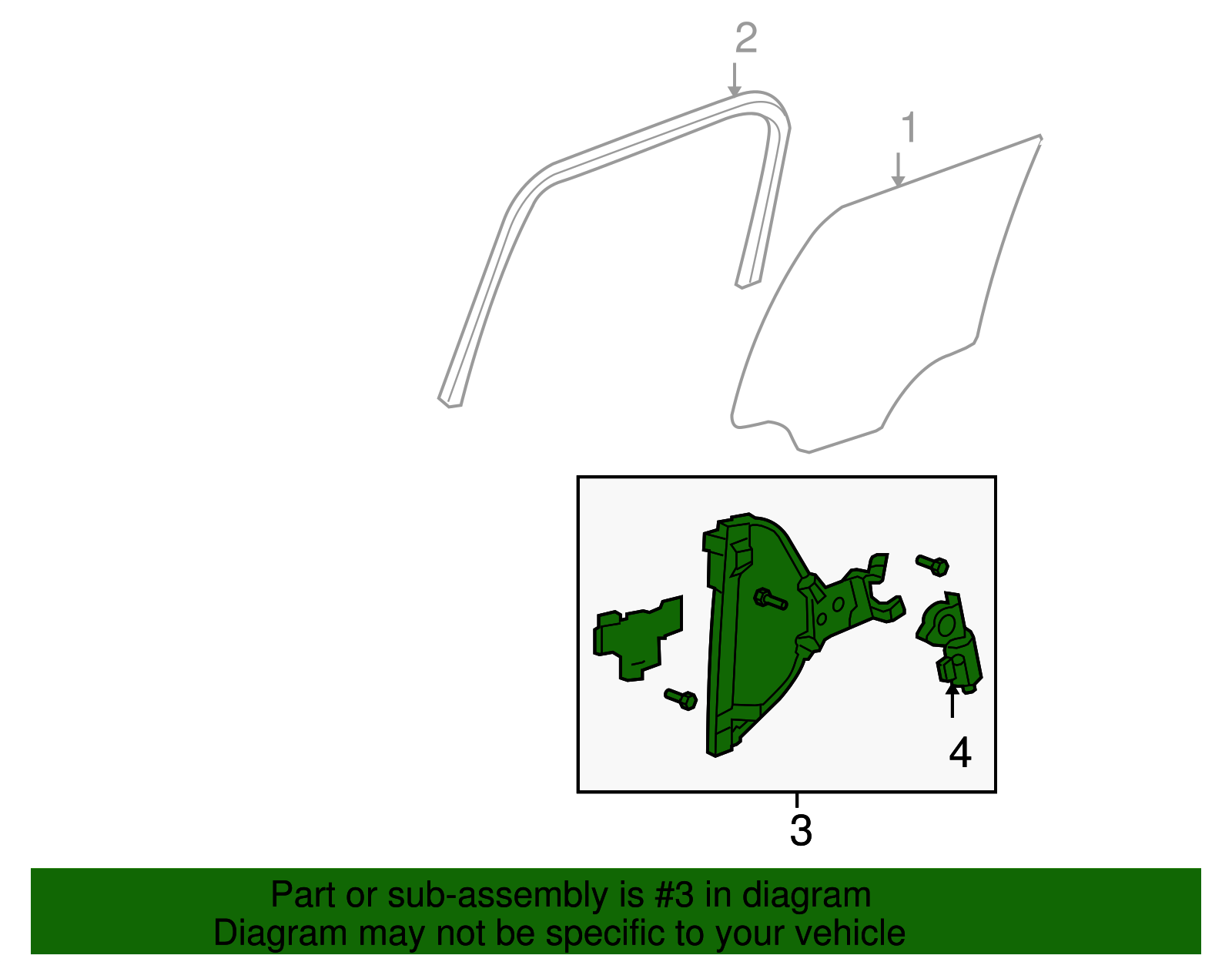 2007-2014 GM Rear Passenger Side Power Window Regulator and Motor ...
