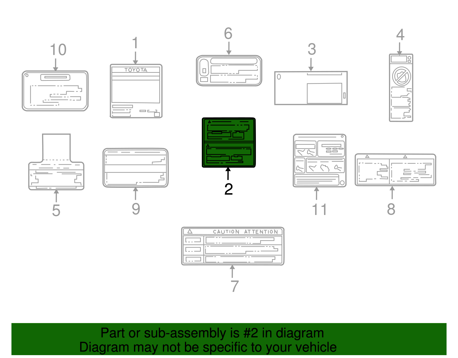 Genuine Toyota AC Label part# 88723-02150 for 2008-2016 Toyota ...