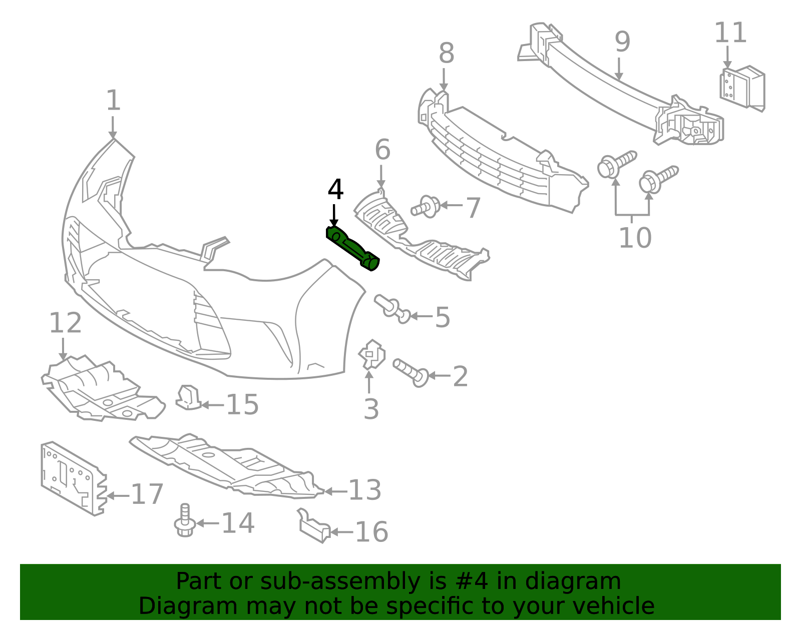 2013-2018 Toyota Avalon Bumper Cover Support Rail 52145-07030 | Toyota ...