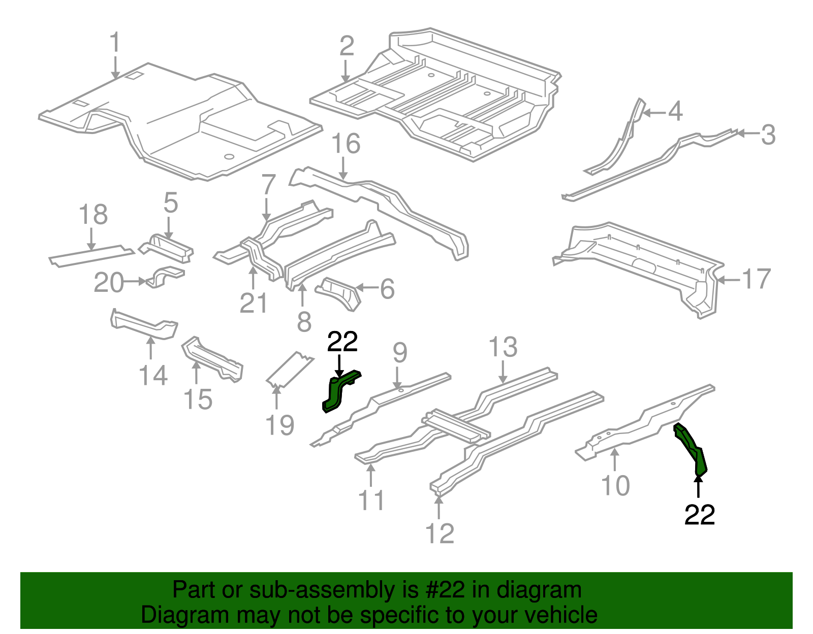 15090582 - 2000-2020 GM - Intermediate Floor Panel Brace | Partners Chevy
