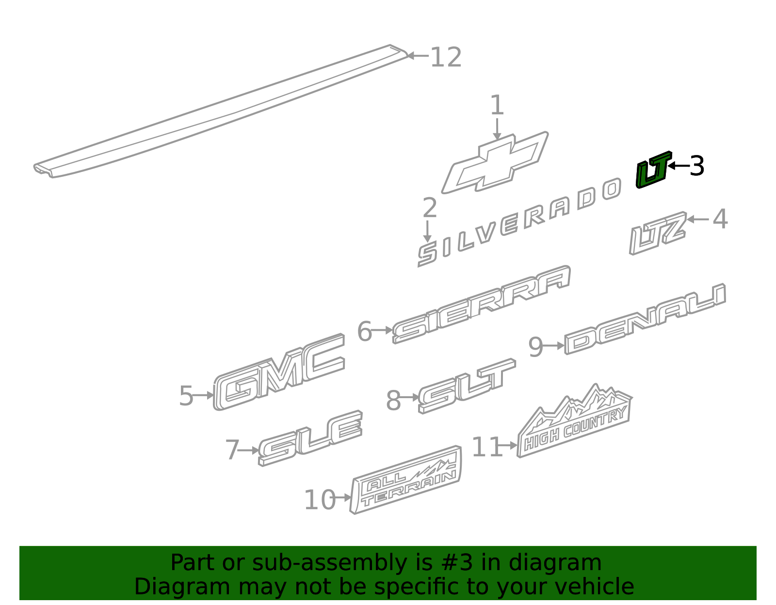 2014-2019 GM Vehicle Name Plate 84306694 | Chevy OEM Parts